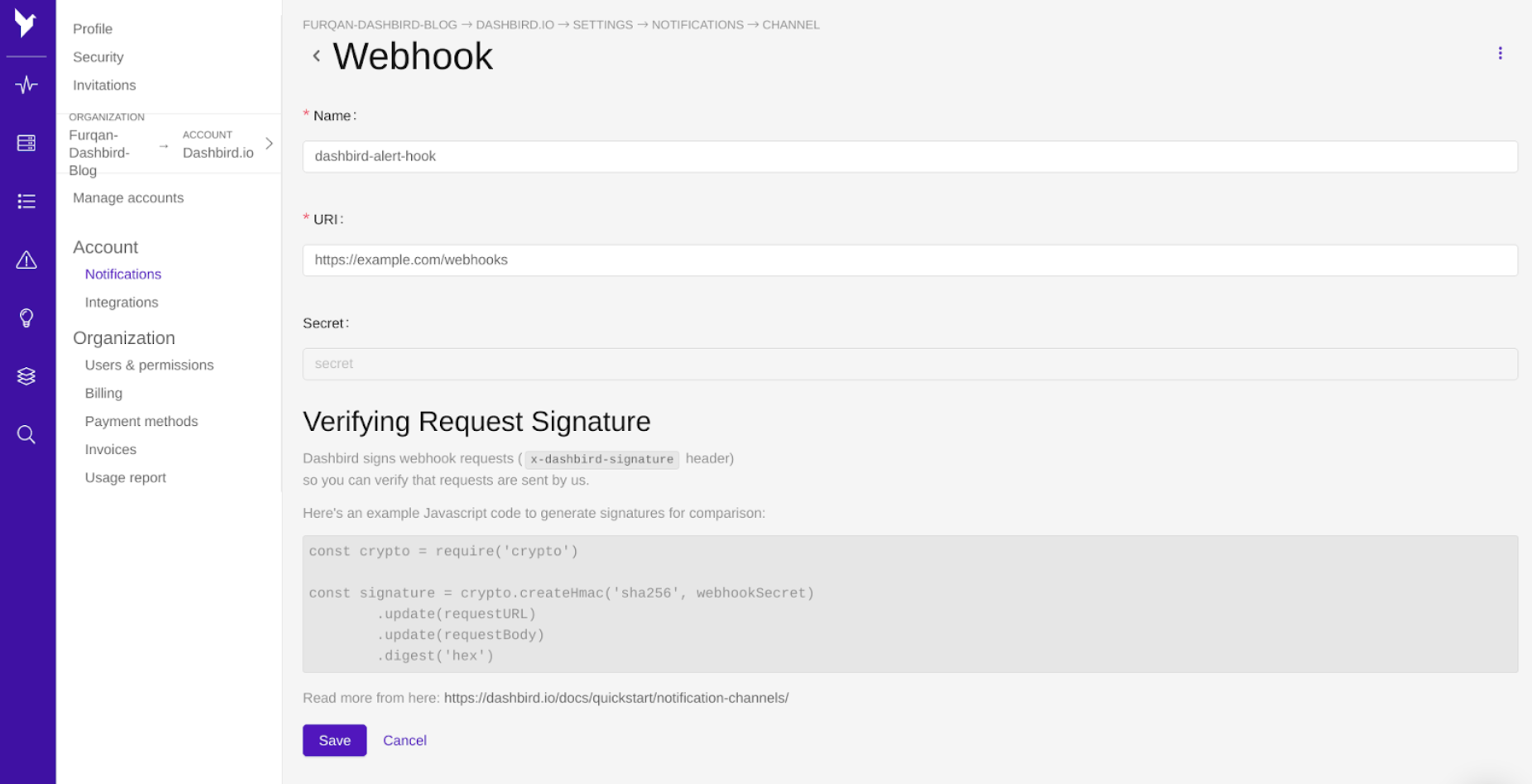 Slack Channel Notifications: Alerts Guide | Docs | Dashbird