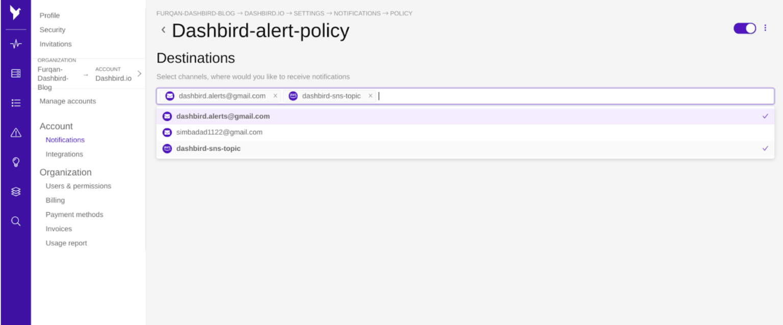 Dashbird Alerting And Policies User Guide Docs Dashbird